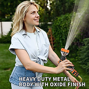 Garden Hose Nozzle ZEQKULW The sprayer nozzles for garden hose,witch have 8 Spray Patterns with Sensitive Switch,Water Hose Nozzle Can be Widely Applied to Lawn, Washing Car & Pet(Orange)