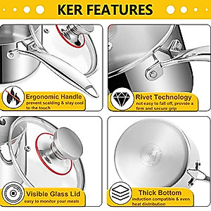 LIANYU 2QT Saucepan with Lid, Triply 18/10 Stainless Steel Sauce Pan with Stay-cool Handle, 2 Quart Induction Saucepan Pot for Cooking Pasta Soup, Small Saucepan with Thick Bottom, Dishwasher Safe