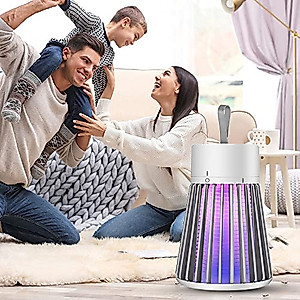 Bug Zapper Mosquito Zapper & Fly Zapper Portable Indoor Bug Zapper LED Fly Trap Electronic Fly Zapper Indoor Mosquito Trap Ideal for Fly Traps Indoors Super-Fast Electric Bug Zapper（White）