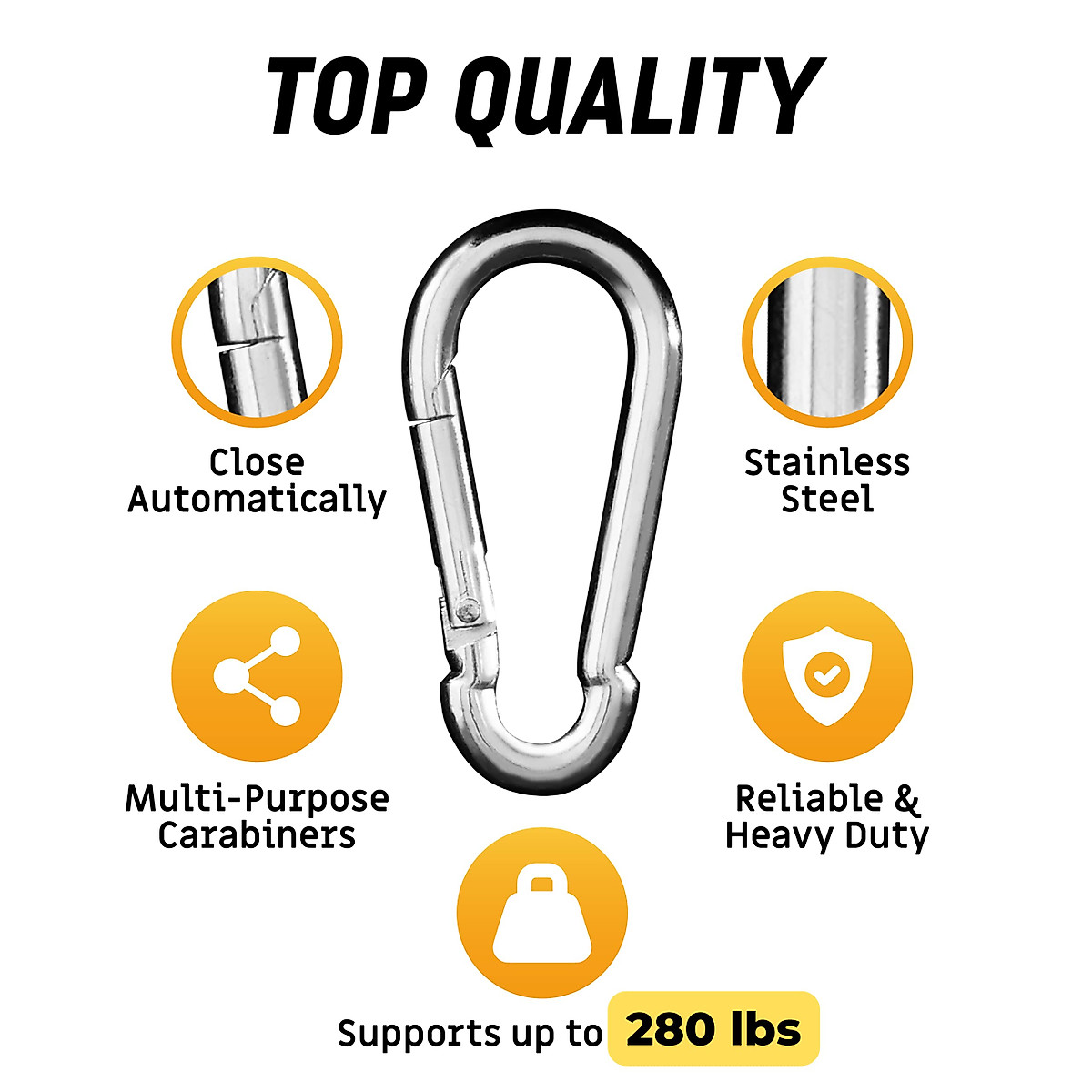 5 Pack - Multipurpose Heavy Duty Carabiner - Snap Hooks - Small Carabiner Clip - Large Carabiner Clip - Clips for Keys - Carribeaner Hook (2.35 Inch)