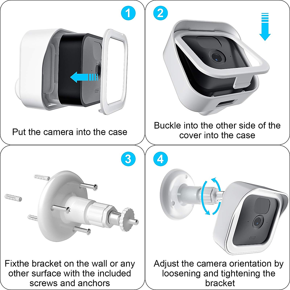 All-New Blink Outdoor Camera Housing and Mounting Bracket, Weather Proof Protective 360 Degree Adjustable Mount with Blink Sync Module 2 Outlet Mount for Blink Home Security Camera (White(3 Packs))