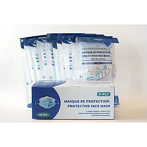 50 PCS Disposable Face Mask, 3 Layers Filter Non-Woven Anti Dust Ear Loop Comfort