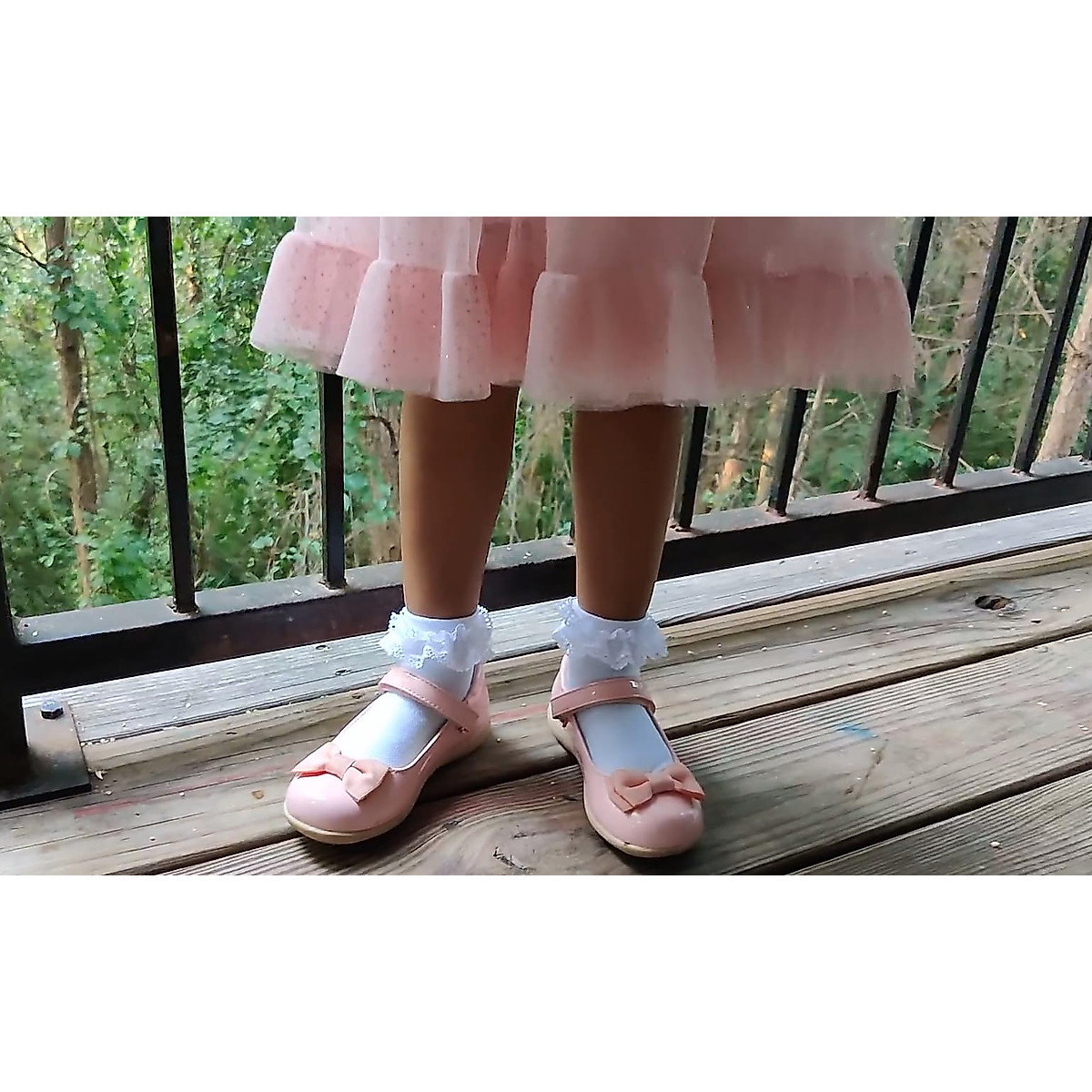 Xiyadun Girls Ruffle Lace Eyelet Frilly Ankle Dress Socks for Infant/Toddler/Girl(Black,White,Pink,5-7 Years)