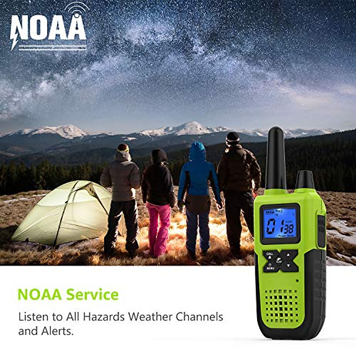 3 Long Range Walkie Talkies Rechargeable for Adults - NOAA 2 Way Radios Walkie Talkies 3 Pack - Long Distance Walkie-Talkies with Earpiece and Mic Set Headsets USB Charger Battery Weather Alert