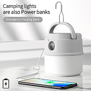 UCGG Solar Camping Lantern, Rechargeable LED Camping Lantern, 4 Light Modes One-Button Switching, Standby Charging Bank, Waterproof, for Hurricane Emergency, Outdoor, Hiking, Home and Car