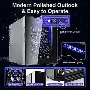 GEVEELIFE 12 Bottle Wine Fridge Small, Quiet Wine Cooler Refrigerator Freestanding with Digital Temperature Control Mini Wine Fridge Under Counter, Wine Cellar for Red, White, Champagne
