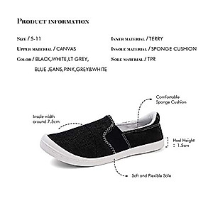 FUNKYMONKEY Shoes for Women, Comfort Low Top Canvas Slip On Sneakers Classic Casual Walking Shoes (9 M US, Black)