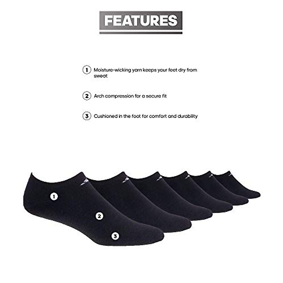 adidas Women's Athletic Cushioned No Show Socks with Arch Compression (6-Pair), Black/Aluminum 2, Medium