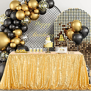 B-COOL Gold Sequin Tablecloth 60x102 Inches Rectangle Shimmer Sequin Table Cloth for Parties Wedding Banquet Birthday Party Glittering Decor