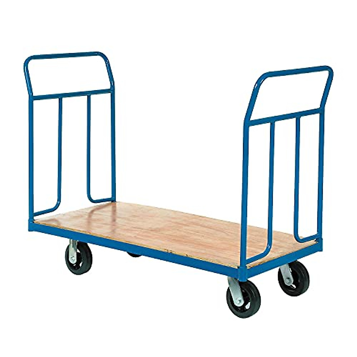 Global Industrial Wood Deck Platform Truck w/Removable Handles, 2400 Lb. Capacity, 6" Mold-On Rubber Wheels