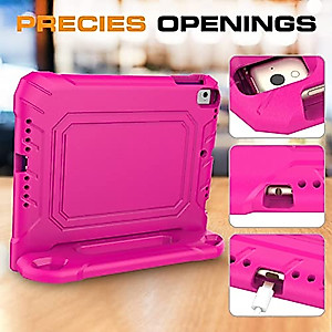 MOXOTEK Kids Case for iPad 5th/6th Generation & iPad Air 1/2 & Pro 9.7, iPad 9.7" Case with Screen Protector, Shockproof Protective Cover for iPad 9.7 inch 6/5 Generation 2018/2017, Pink