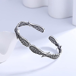 Atiptu Vintage Angel Wings Bracelet for Women Men Layering Angel Bangle Bracelets,Inspirational Guardian Angel Bangle Bracelets for Birthday/Graduation Gifts