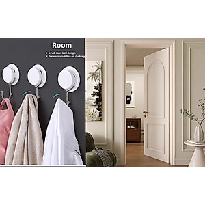 MEILEW Heavy Suction Cup Hooks，Large Suction Cup Hook Hanging Towel Inside Shower Wall，Home so Strong Suction Cup Hooks for Shower Window Bath and Glass Hanging up to 22 lbs(2-Pack), White, D-260015