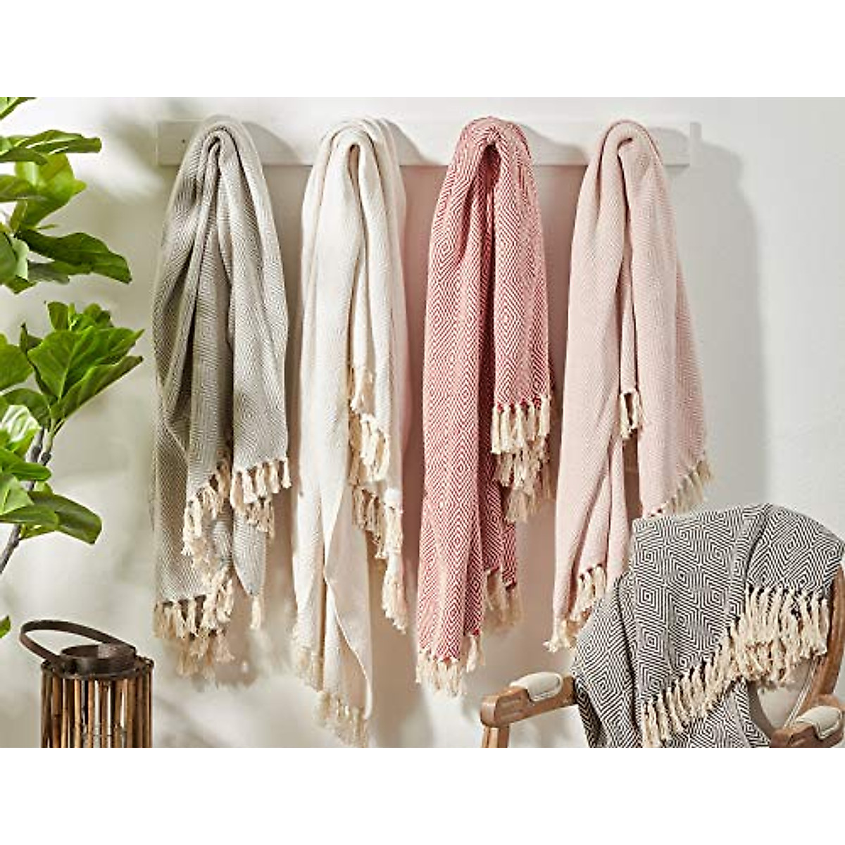 SARO LIFESTYLE Soft Cotton Diamond Weave Throw