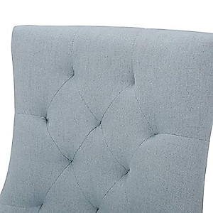 Christopher Knight Home Irene Contemporary Tufted Fabric Dining Chairs (Set of 4), Light Sky, Espresso