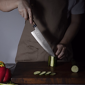 8 Inch Kiritsuke Knife Unique stablized wood Resin handle Damascus Vg10 67 Layers Japanese Stable Wood Chef Knives with Sheath (8.5”gyuto knife)