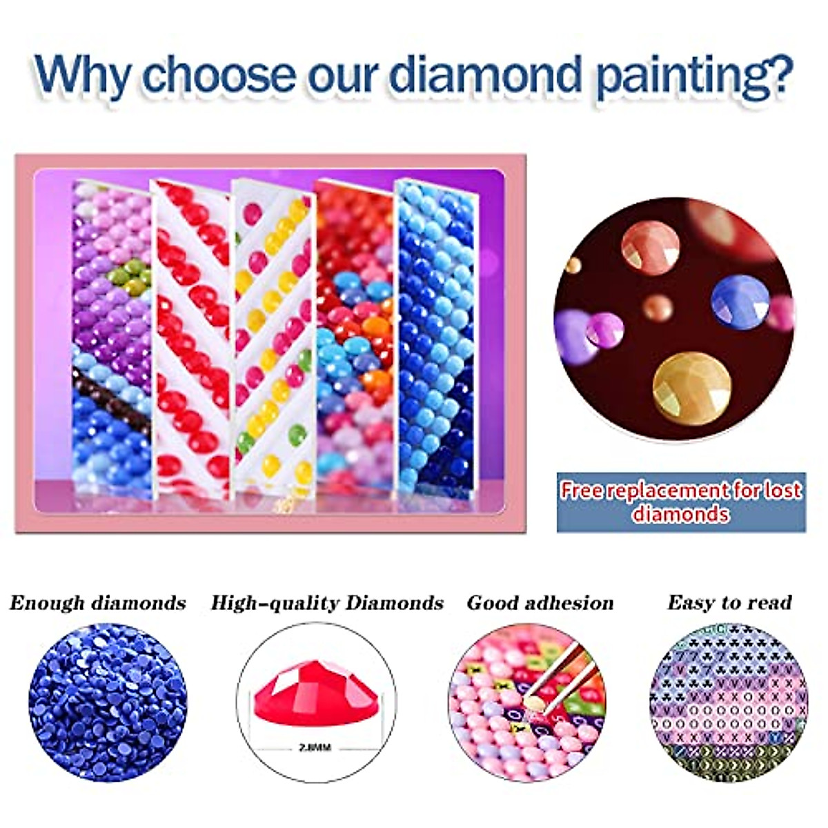 FFPTBNYX 6 Pack Diamond Painting Kits for Adults 5D Full Drill Diamond Art Paint with Round Diamonds DIY Gem Painting Kit for Home Wall Decor Gifts(12" x 16")