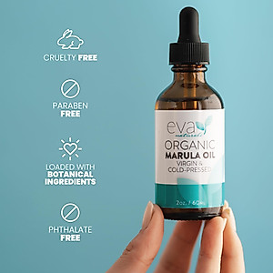 Organic Marula Oil for Face and Hair, 100% Virgin Moisturizing Beauty Oil - Cold Pressed, Natural Anti-Aging Formula - Non-greasy, Unrefined, Rich in Omegas & Antioxidants - 2oz.