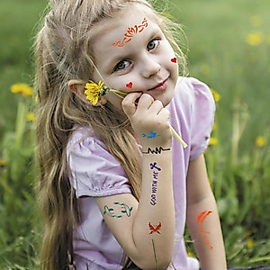 Tiebeauty 20 Sheets Glitter Tattoo Kit, 467 Pcs Henna Tattoo Stencils Airbrush Temporary Tattoos Templates for Girls and Boys Body Art, Suitable as Gift for Family/Friends (Black)