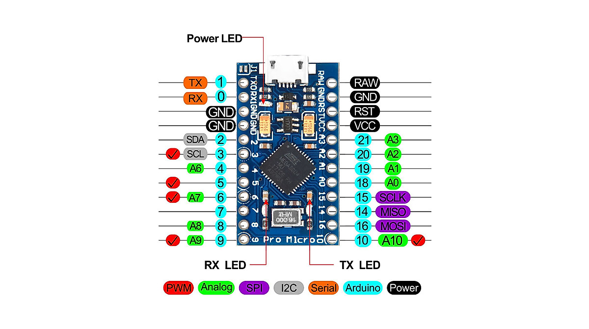 OSOYOO Pro Micro Module for Arduino - 5V/16MHz