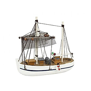 Hampton Nautical 6" Wooden Model Ship Fishing Impossible Boat