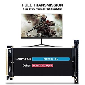 EZDIY-FAB New PCI Express 16x Flexible Cable Extension Port Adapters, High Speed PCIE Riser Cable 90 Degrees, Fit with FD R6 Case -20cm