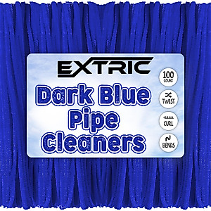 Pipe Cleaners- 100 Pc. Pipe Cleaner Blue Colored Chenille Stems, Pipe Cleaners Craft, Fuzzy Sticks Great Craft Supplies DIY Art & Craft Projects| 6mm x12 inch