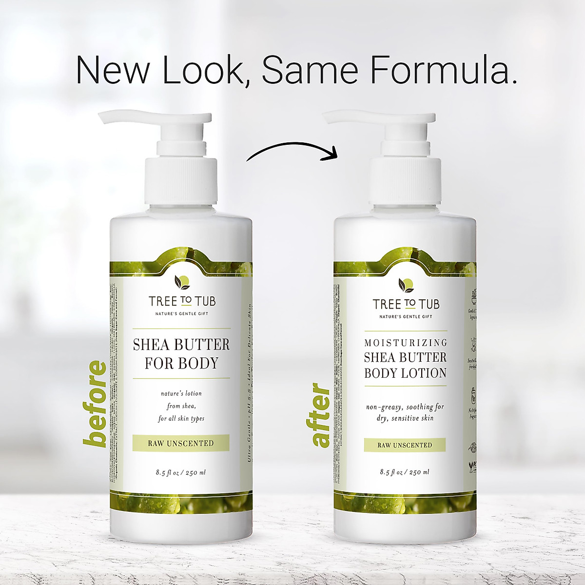 Tree to Tub Unscented Shea Butter Body Lotion for Dry Skin - Fragrance Free Lotion,Vegan Body Moisturizer, Good for Sensitive Skin for both Women & Men