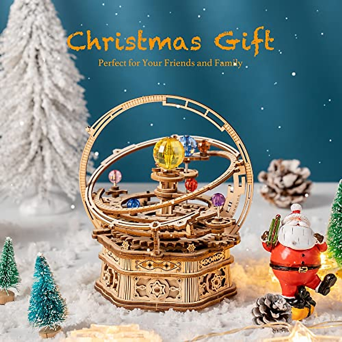 ROKR 3D Wooden Puzzles for Adults Mechanical Music Box-Starry Night, DIY Rotating Music Box Model Building Kits for Teens, DIY Crafts/Hobbies/Gifts Desk Decor for Boys Ages 14+ (Starry Night)