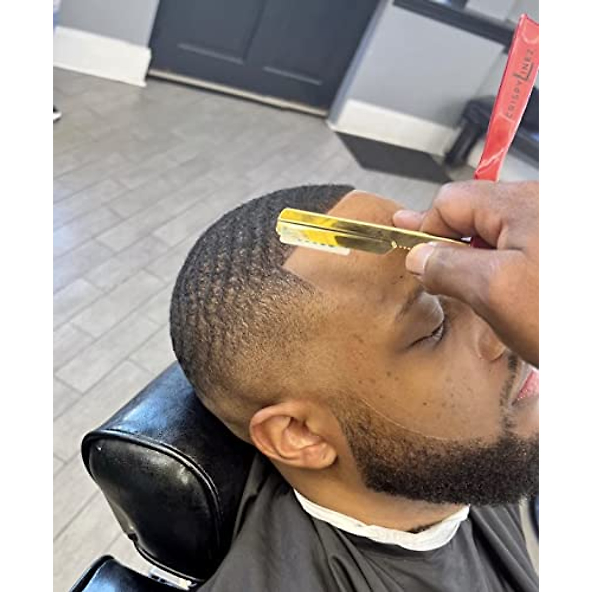 Crispy Linez Barber Turkish Razor | Professional Straight Razor | Extra Blade Exposure (Red & Gold)