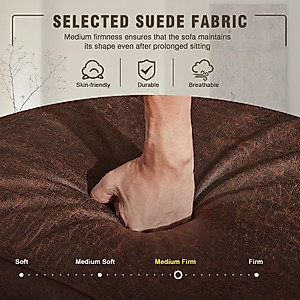 HOOOWOOO 81.51" L Shaped Couch Mid Century Modern Sectional Couch Brown Faux Leather Sofa with Left Chaise 3-Seater Rolled Arms Solid Wood Frame for Living Room Apartment,Chocolate Brown