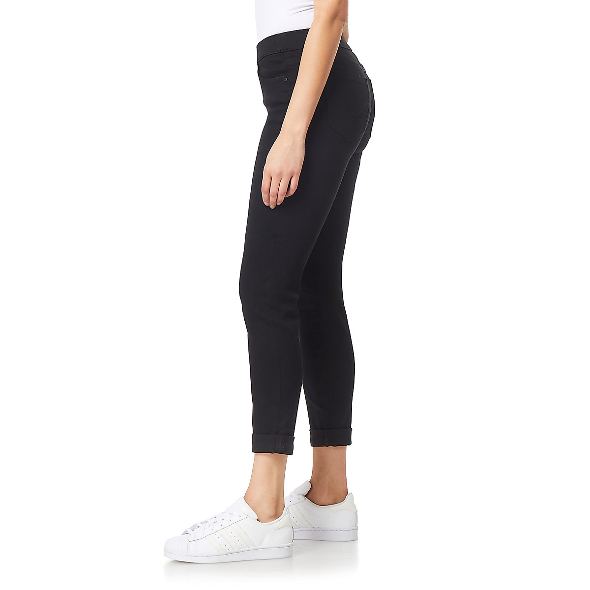 WallFlower Women's Pull On Denim Cropped High-Rise Insta Soft Juniors Jeans, Noir Ankle, 13