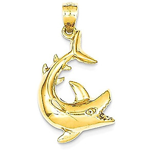 IceCarats 14K Yellow Gold Shark Necklace Charm Pendant 27mm x 13mm Only