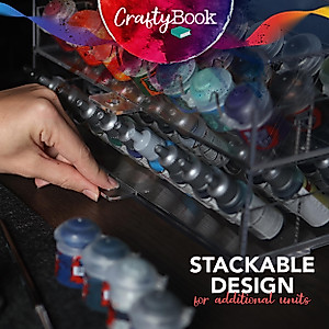CraftyBook Acrylic Paint Storage Organizer - 50 Bottle Miniature, Hobby, Enamel, Model Paint Holder - 2 Drawer Clear Acrylic Craft Storage - Desktop Art Organization Container for Craft Room Studio