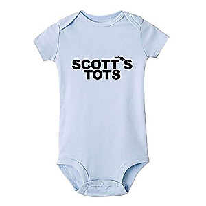 SiYooca Scott's Tots Cute Bodysuit Infant Rompers Unisex Baby Short Sleeve Onesie D blue 3 Months