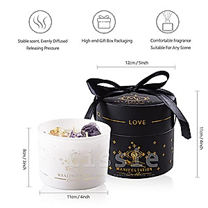 Mindseye Manifest Manifestation Candle with Crystals Inside 100% Natural Soy Candles Healing Intention Citrine Crystal Large 12oz Spell Wishing