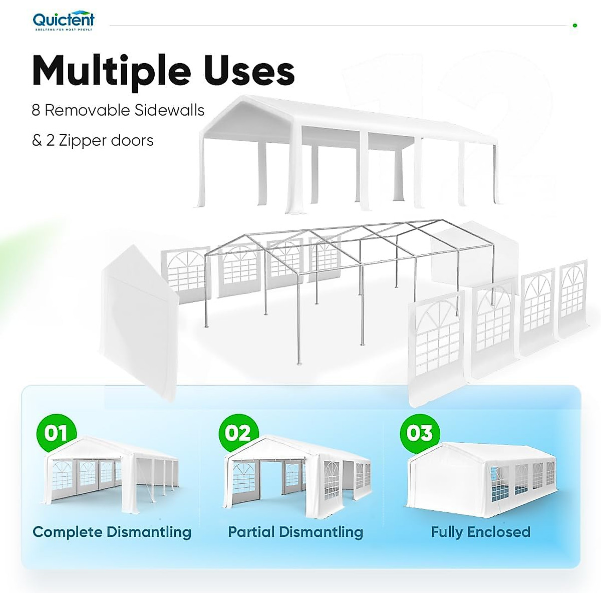 Quictent Premium 13x26 Party Tent Heavy Duty Outdoor Gazebo White Event Shelter Wedding Canopy Tent for Parties Carport BBQ with Removable Sidewall Windows & Storage Bags