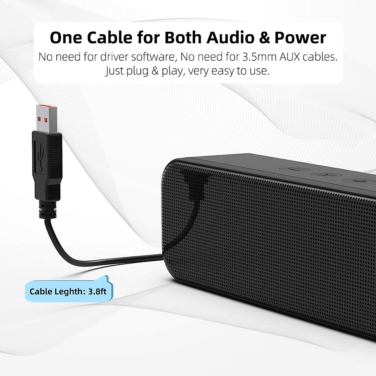 LIELONGREN [Newer] USB Computer Speaker for Desktop, Laptop Speaker, PC Speaker, Small Computer Soundbar with Hi-Quality Sound, Loud Control Volume, Rich Bass