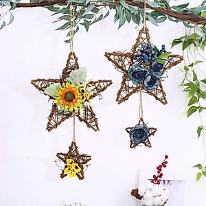 Natural Wicker Rattan Stars for Home Garden Wreath Tree Decoration Home Garden DIY Craft Art Wedding Decoration 20 Pcs(9cm)