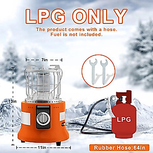 SEEYANG Patio Tent Propane Heater, Portable Propane Tank Top Heater, Camping Gas Heater with 5FT Propane Hose + Pressure Reducing Valve for Outdoor/Indoor Use Ice Fishing Hiking Hunting