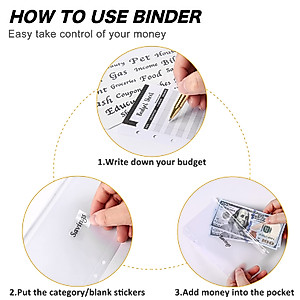 Budget Binder, A6 Binder, Money Organizer for Cash, Cash Envelopes for Budgeting, Budget Binder with Cash Envelopes, Budget Binder with Zipper Envelopes (Black)