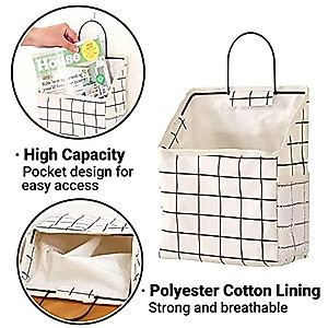 DRON TOOON Fabric Wall Hanging Storage Caddy Bag Over The Door Pouch Organizer for Bedroom Bathroom Kitchen (3Pack-A)