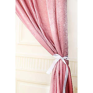 SHERWAY 9.6 Feet x 10 Feet Dusty Rose Silky Soft Curtain Wedding Backdrop Drapes, Slightly Shiny Satiny Window Curtains for Party Ceremony Decoration