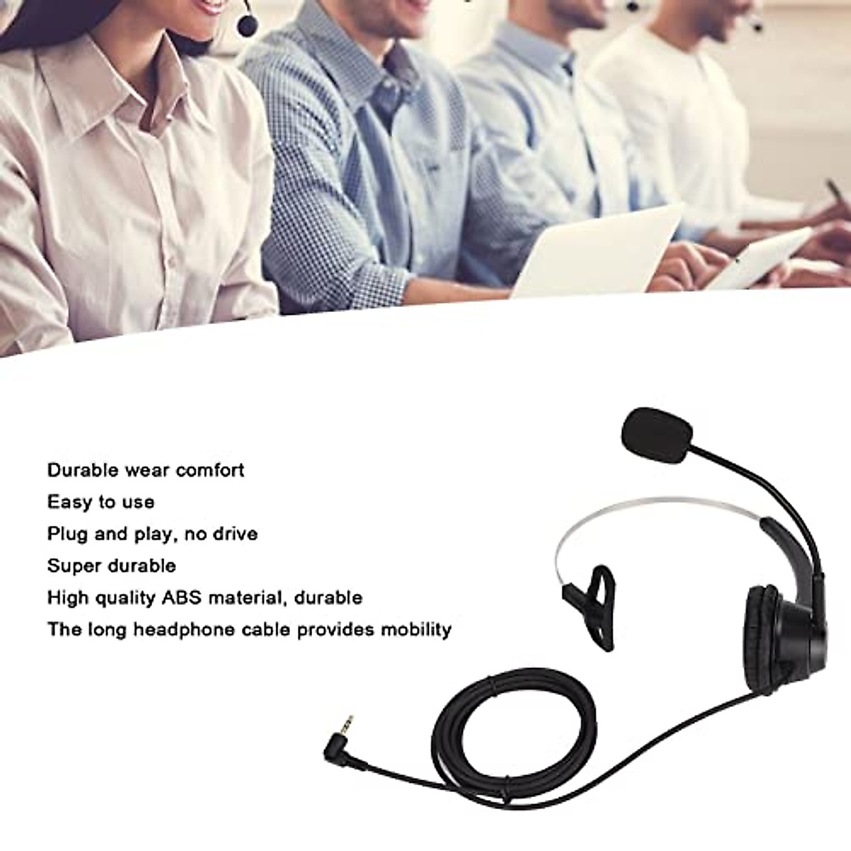 YYOYY Business Headset, 2.5mm Computer Headphones with HD Noise Canceling Microphone, for Call Center, Customer Service, Office, Super Light, Ultra Comfort