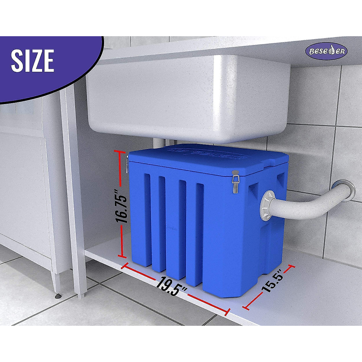 Grease Trap + Grease Trap Cleaner - Grease Interceptor 10 GPM - Grease Traps For Restaurants + Grease Trap Tablets 12 pcs - 20 Lb Grease Trap Interceptor - Plastic Under Sink Grease Trap