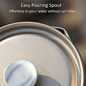 Lixada Titanium Pot 750ml Camping Titanium Coffee Cup Mug French Press Pot Coffee Maker Outdoor Camping Cooking Pot with Folding Titanium Spoon