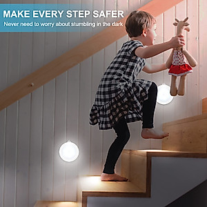 Mlambert 4 Pack Motion Sensor LED Night Light, Non-Fall Cordless Battery-Powered Wall Light, Stick-on Magnet Closet Lights, Safe Lights for Stairs, Hallway, Kitchen, Cabinet, White