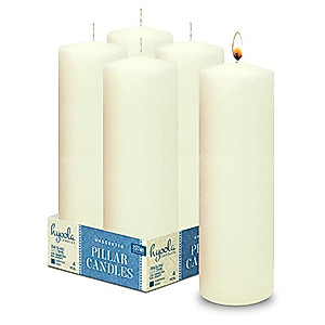 Hyoola Ivor Pillar Candles 2x8 Inch - 4 Pack Unscented Pillar Candles - European Made