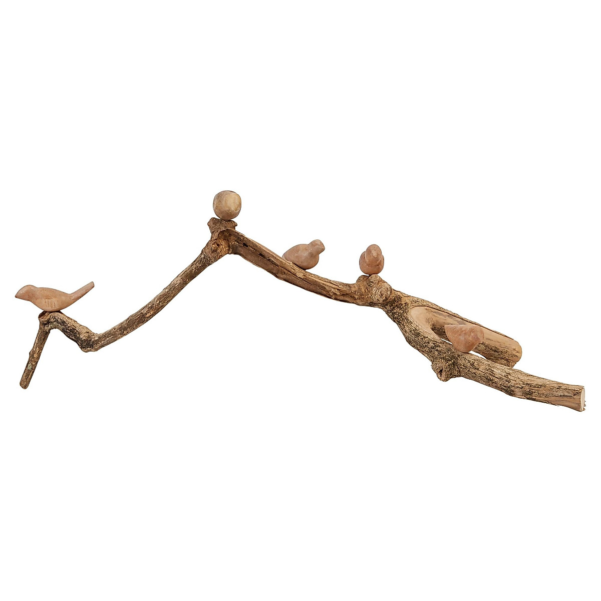 Creative Co-Op Driftwood Branch with Hand-Carved Mango Wood Birds (Each one Will Vary) Décor, Brown