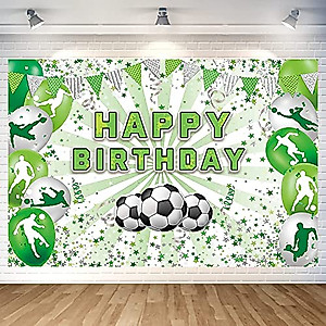 Soccer Themed Birthday Party Decoration Soccer Happy Birthday Backdrop Photo Background Banner Poster for Soccer Party Decorations Party Supplies 70.8 x 47.2 Inch